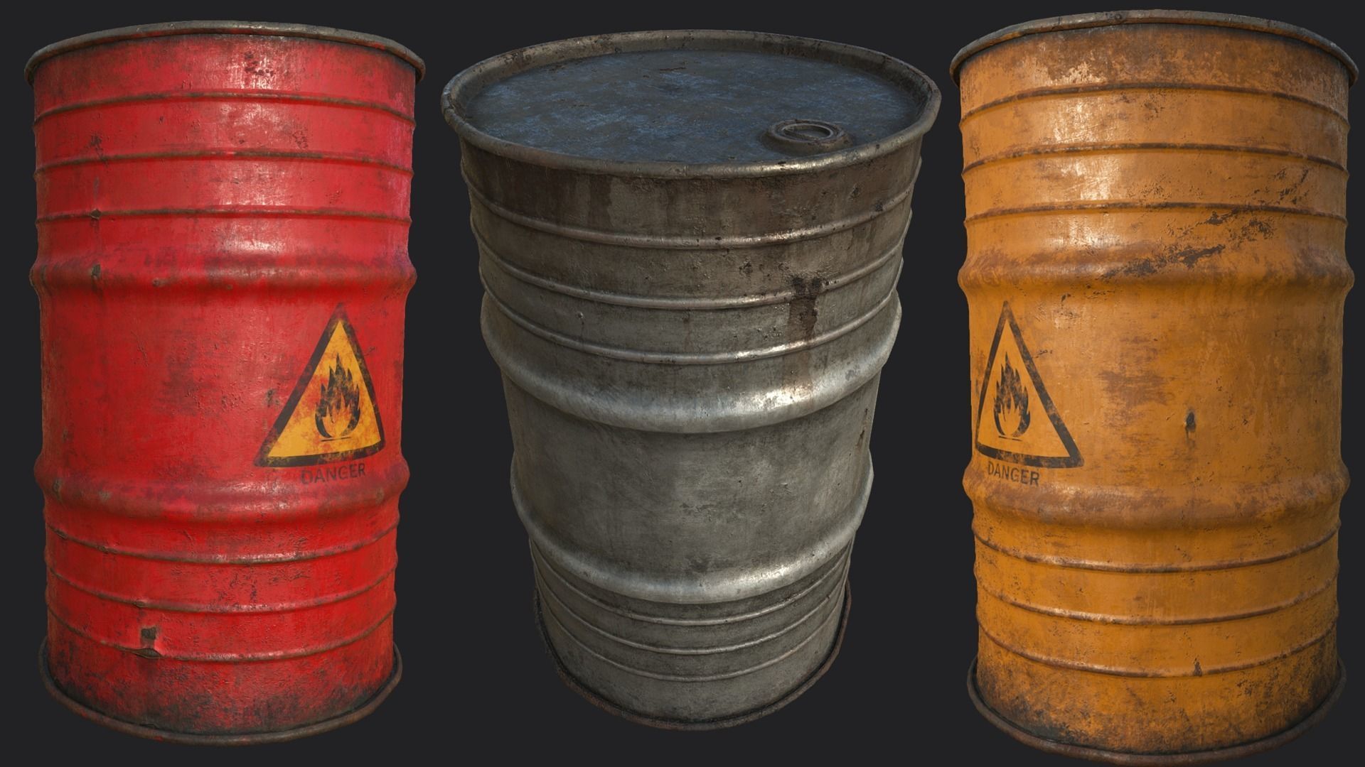 Explosive Barrels PBR 3D model | CGTrader