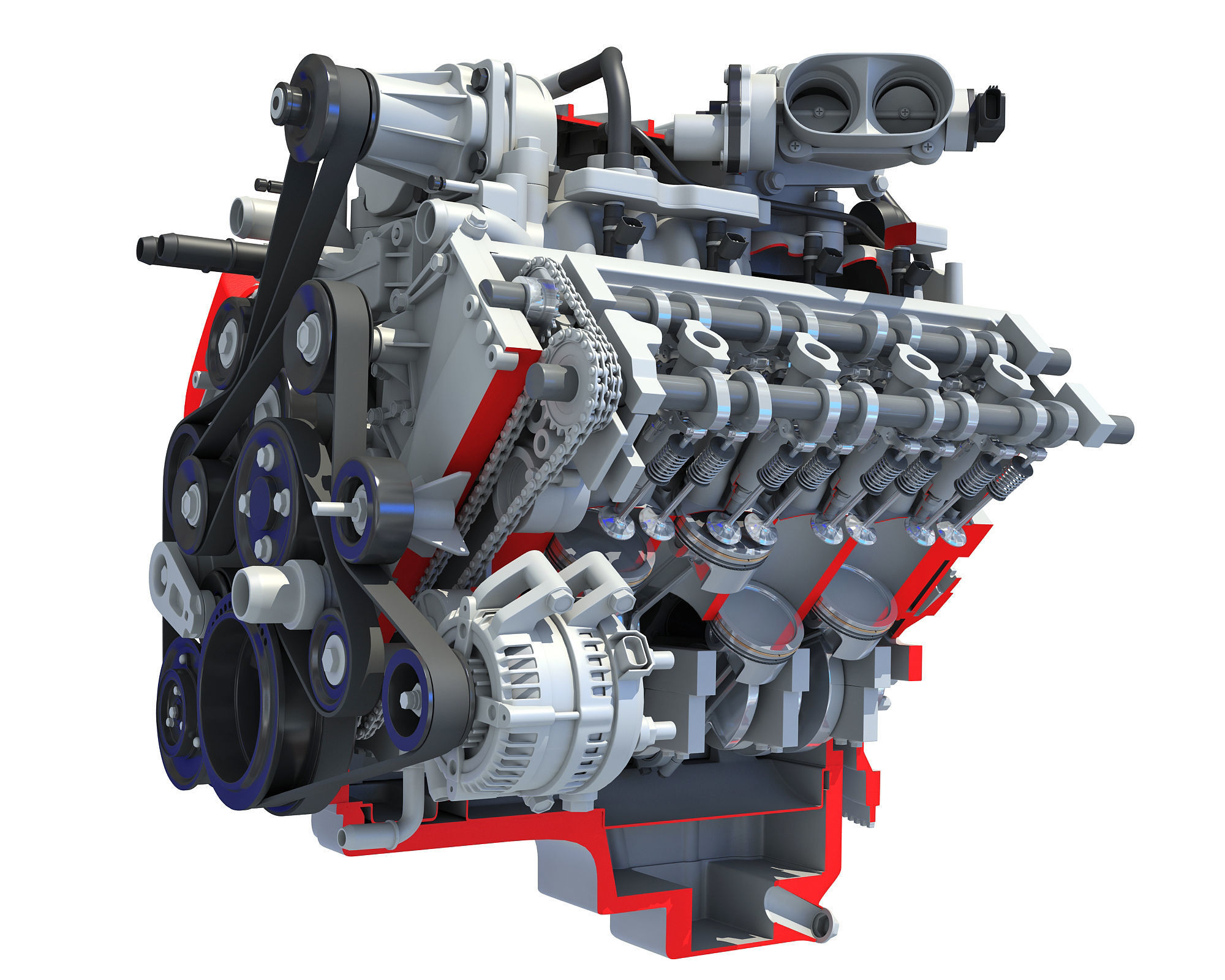 Sectioned V8 Engine 3D model | CGTrader