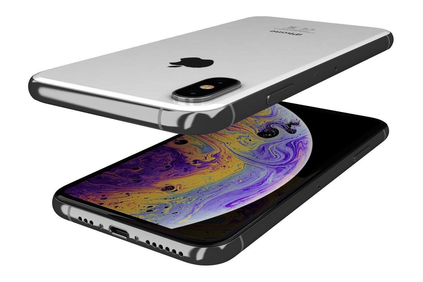 3D model Apple iPhone XS Silver VR / AR / low-poly | CGTrader