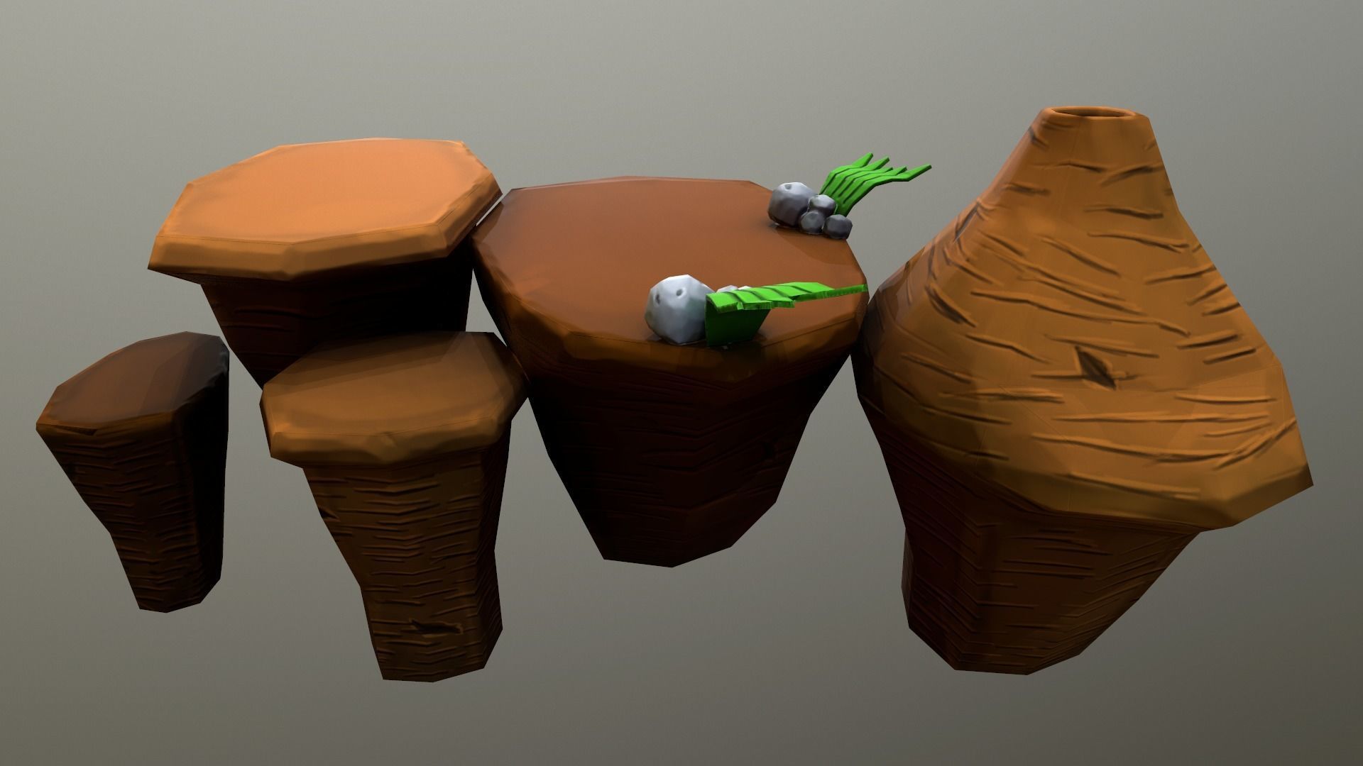 3D model Stylized Modular Trees and Rocks VR / AR / low-poly | CGTrader