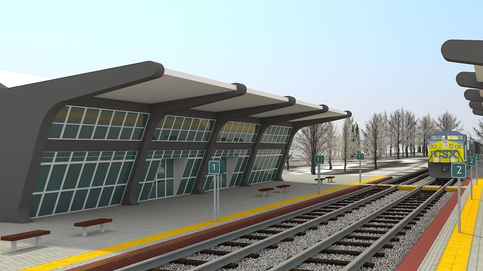 3D model rialway Railway station | CGTrader