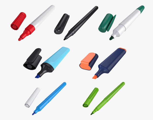 Collection of markers felt tip pens highlighters | CGTrader