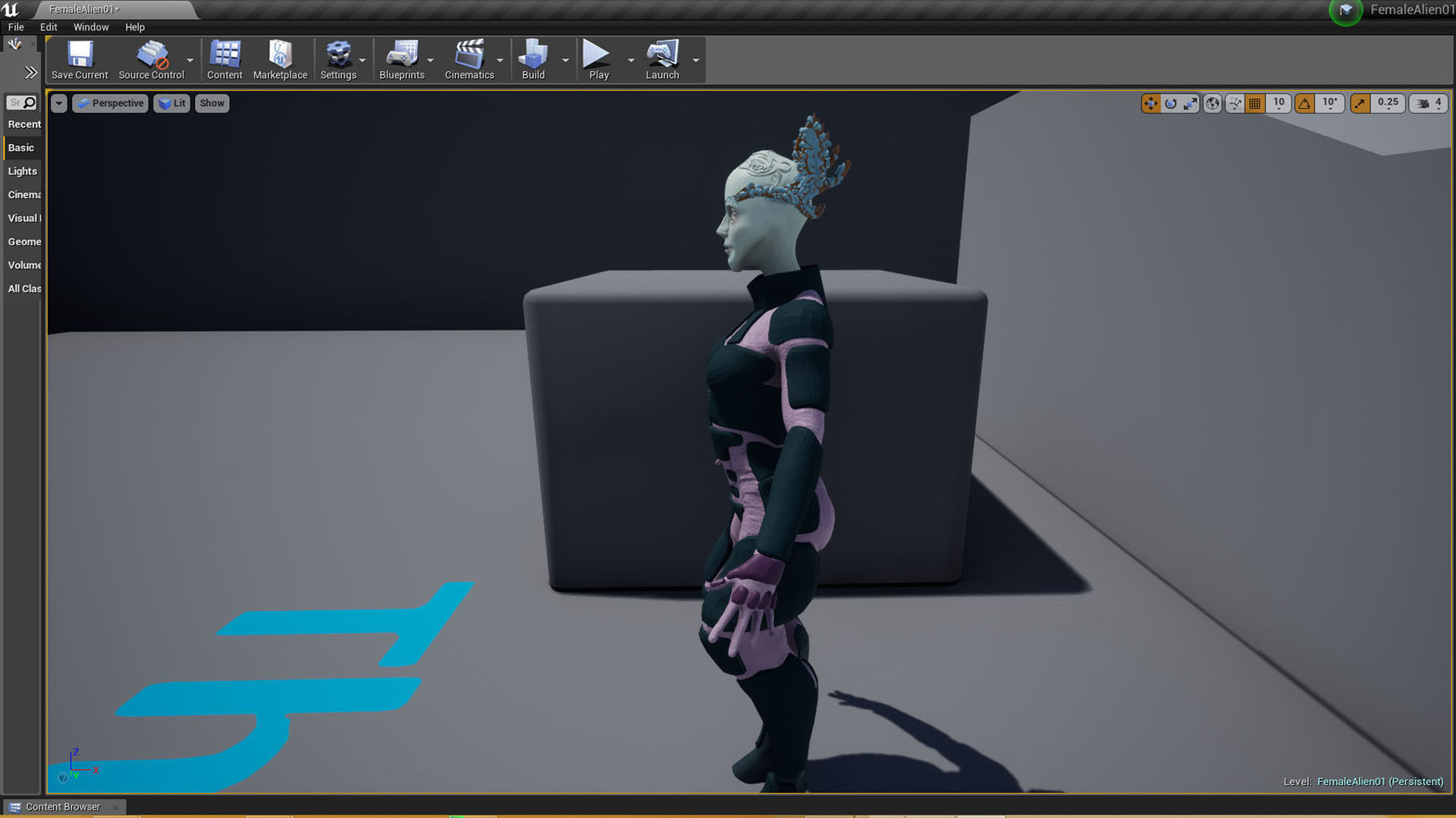 FemaleAlien01 UnrealEngine 3D model animated rigged | CGTrader