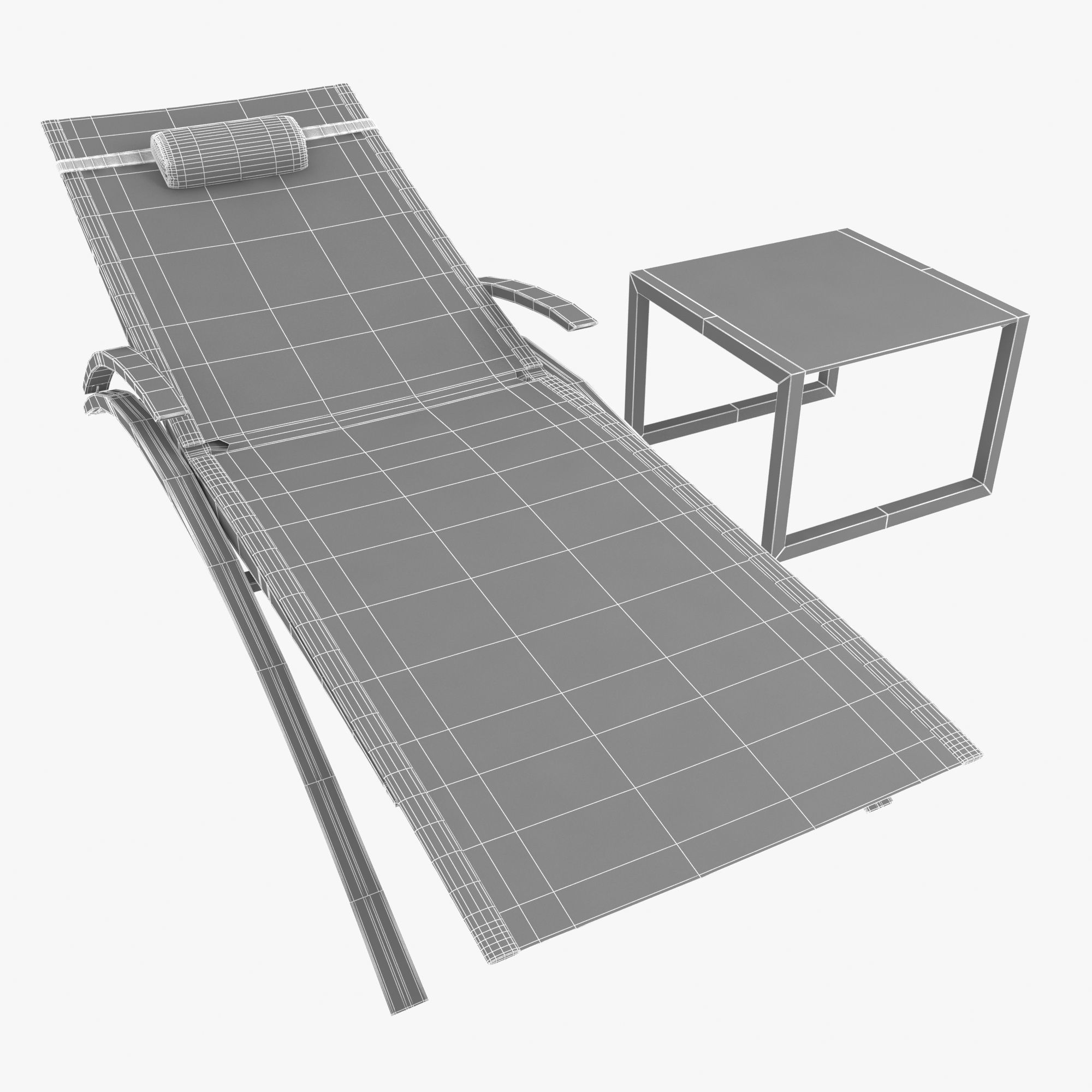 Royal botania o-zon lounger and ninix side table 3D model | CGTrader
