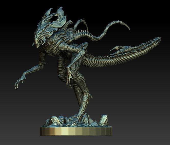 Xenorex Xenomorph Alien Statue With Base 3d Model