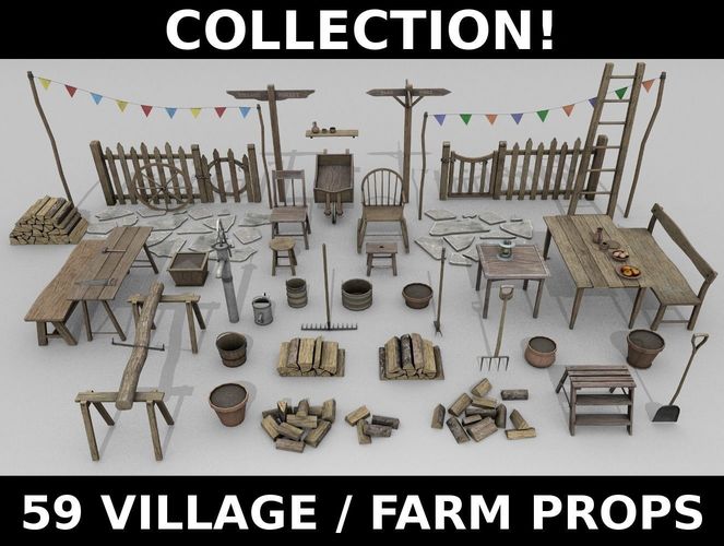 3D model Village Props VR / AR / low-poly | CGTrader