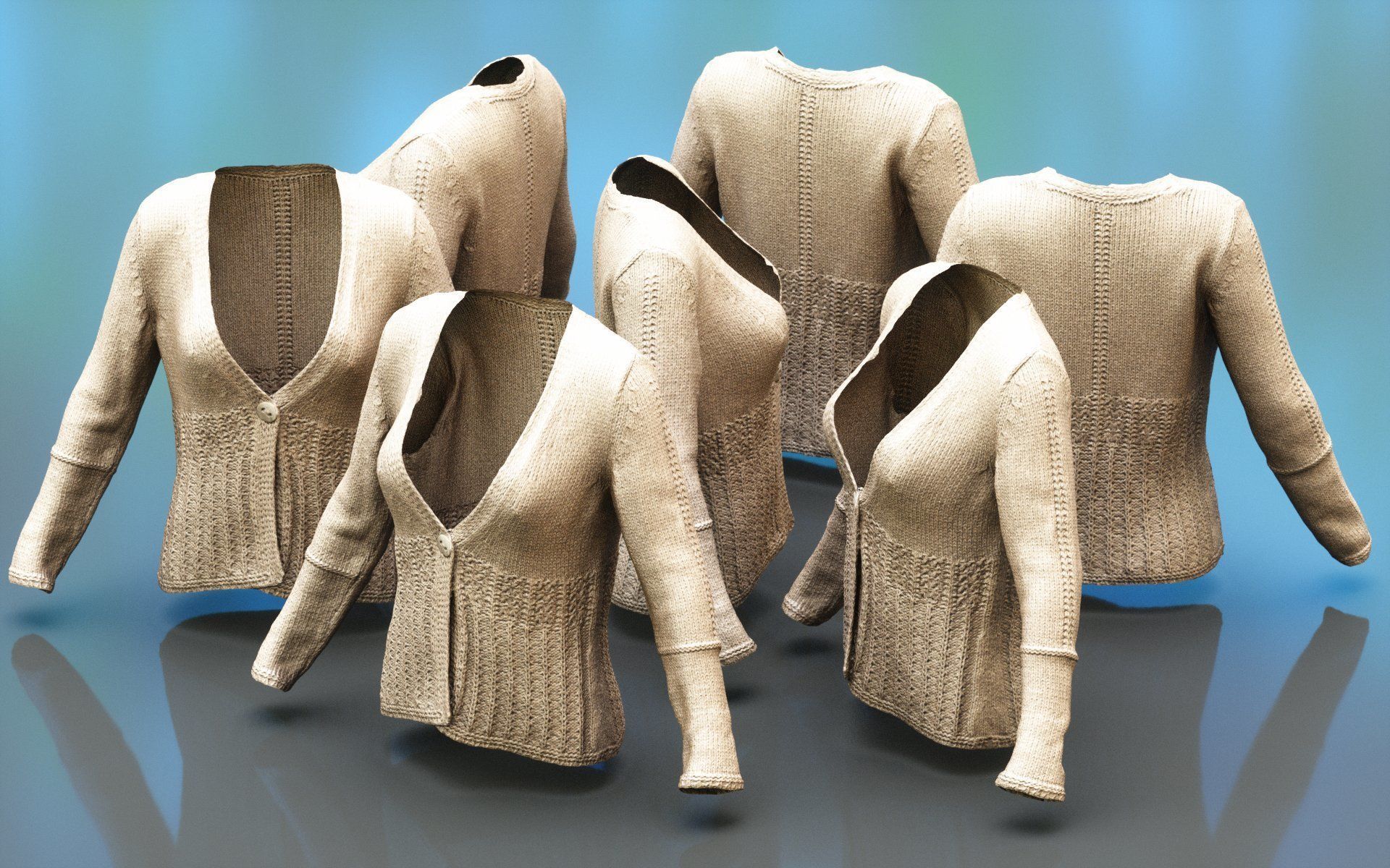 3D model Knit Wool Cardigan Beige VR / AR / low-poly | CGTrader