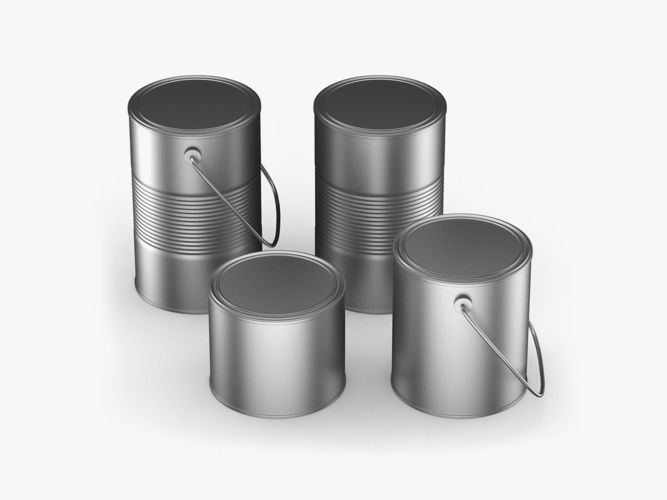 4 Painting Cans Collection 3D model | CGTrader