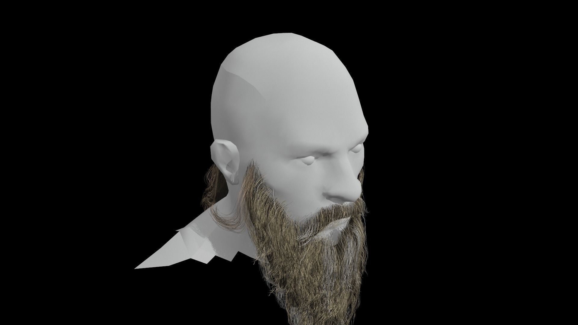 3D model Beard low poly man with long VR / AR / low-poly | CGTrader