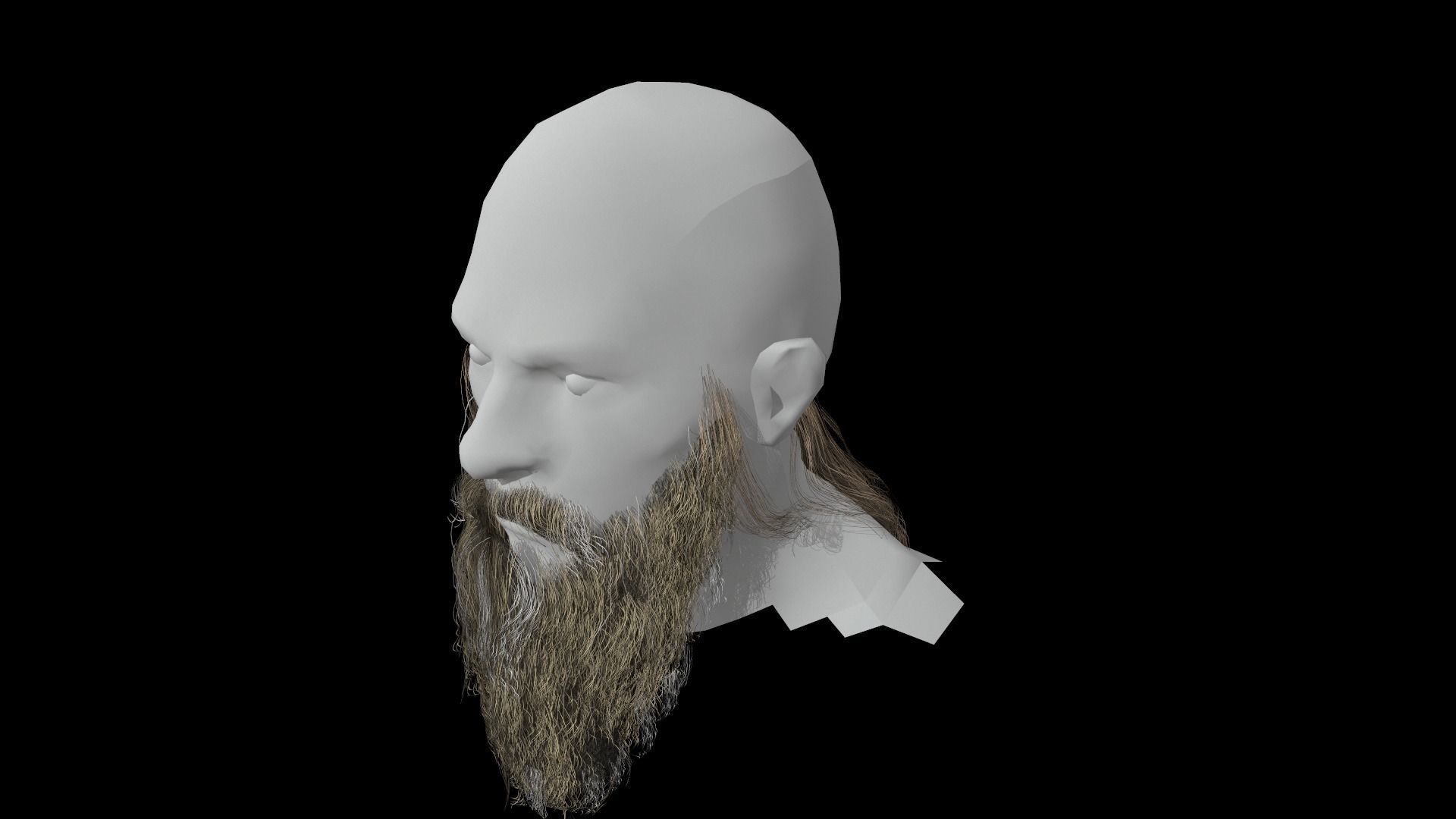 3D model Beard low poly man with long VR / AR / low-poly | CGTrader