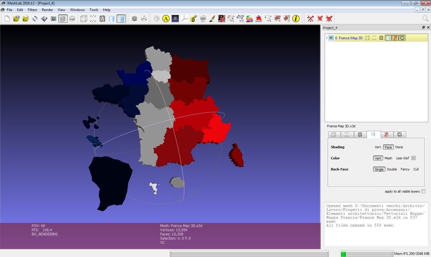 3D model France 3D Map with regions and overseas territories VR / AR ...