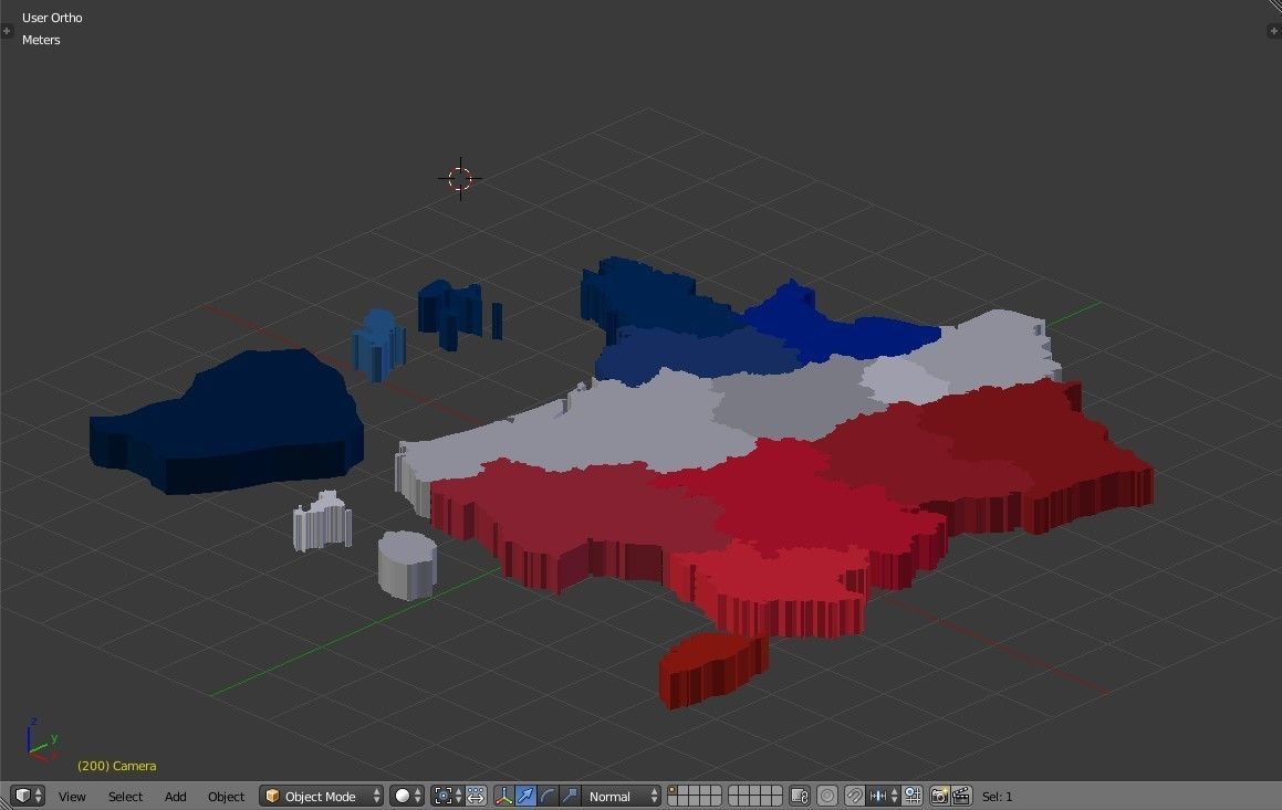 3D model France 3D Map with regions and overseas territories VR / AR ...