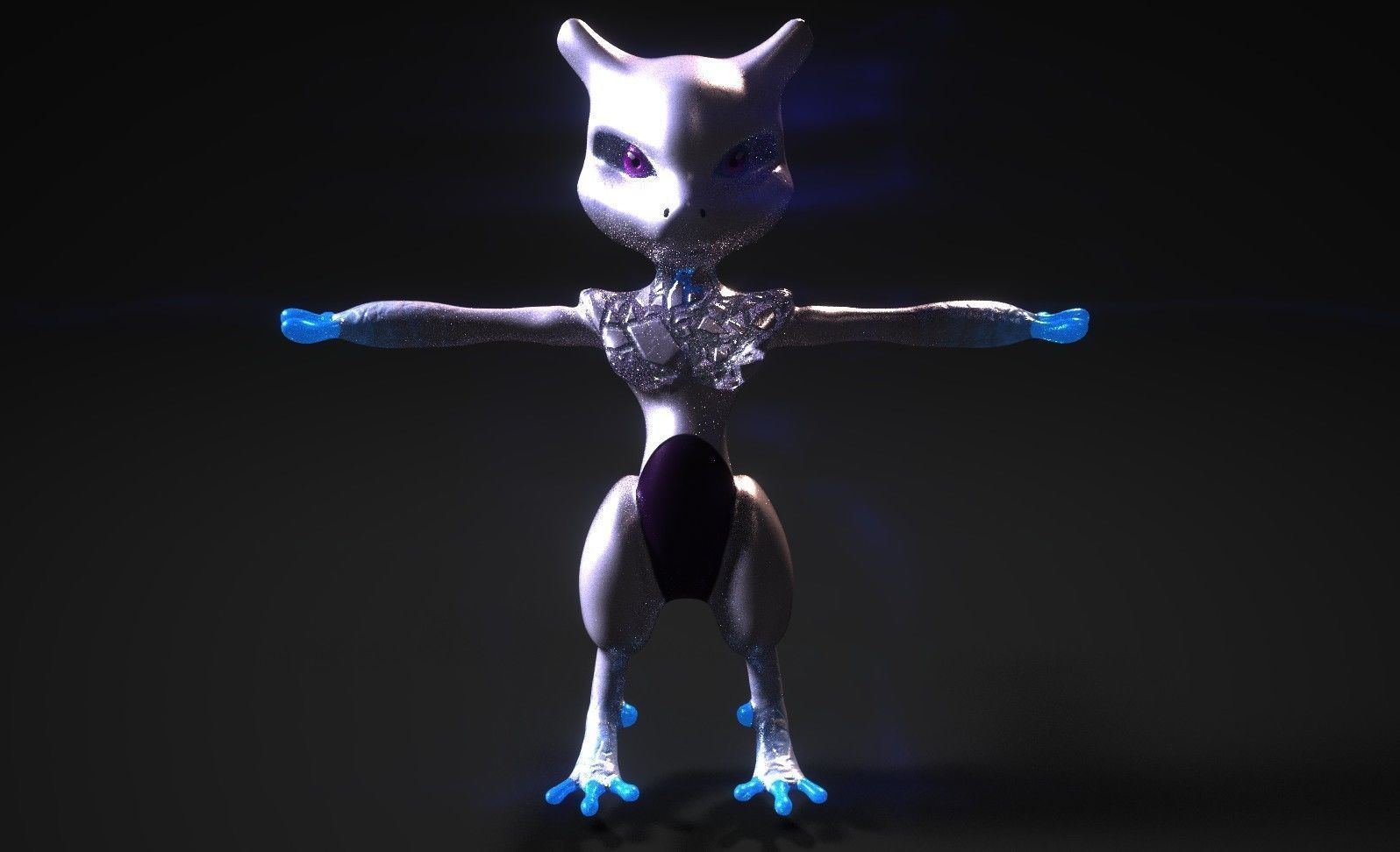 Glowing Mewtwo free VR / AR / low-poly 3D model rigged | CGTrader