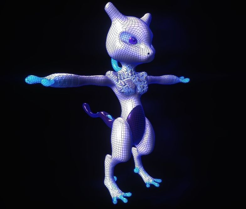Glowing Mewtwo free VR / AR / low-poly 3D model rigged | CGTrader