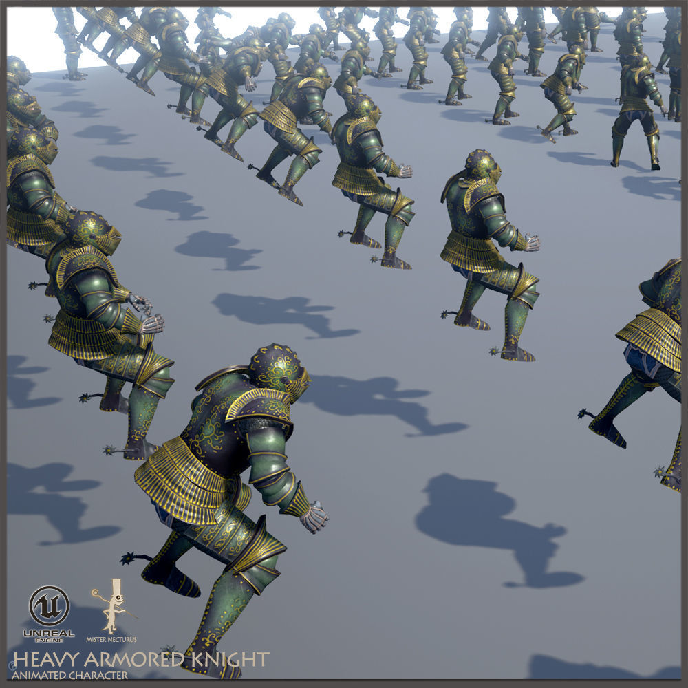 3D model Heavy Armored Knight Light Version VR / AR / low-poly rigged ...