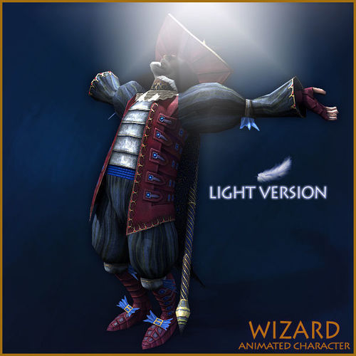 3D model Animated Wizard Light Version VR / AR / low-poly rigged ...