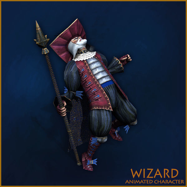 3D model Animated Wizard Light Version VR / AR / low-poly rigged ...