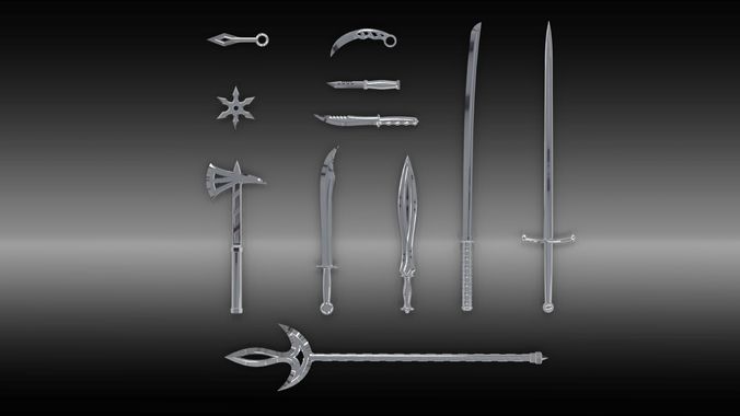 3D model Blades set sword VR / AR / low-poly | CGTrader