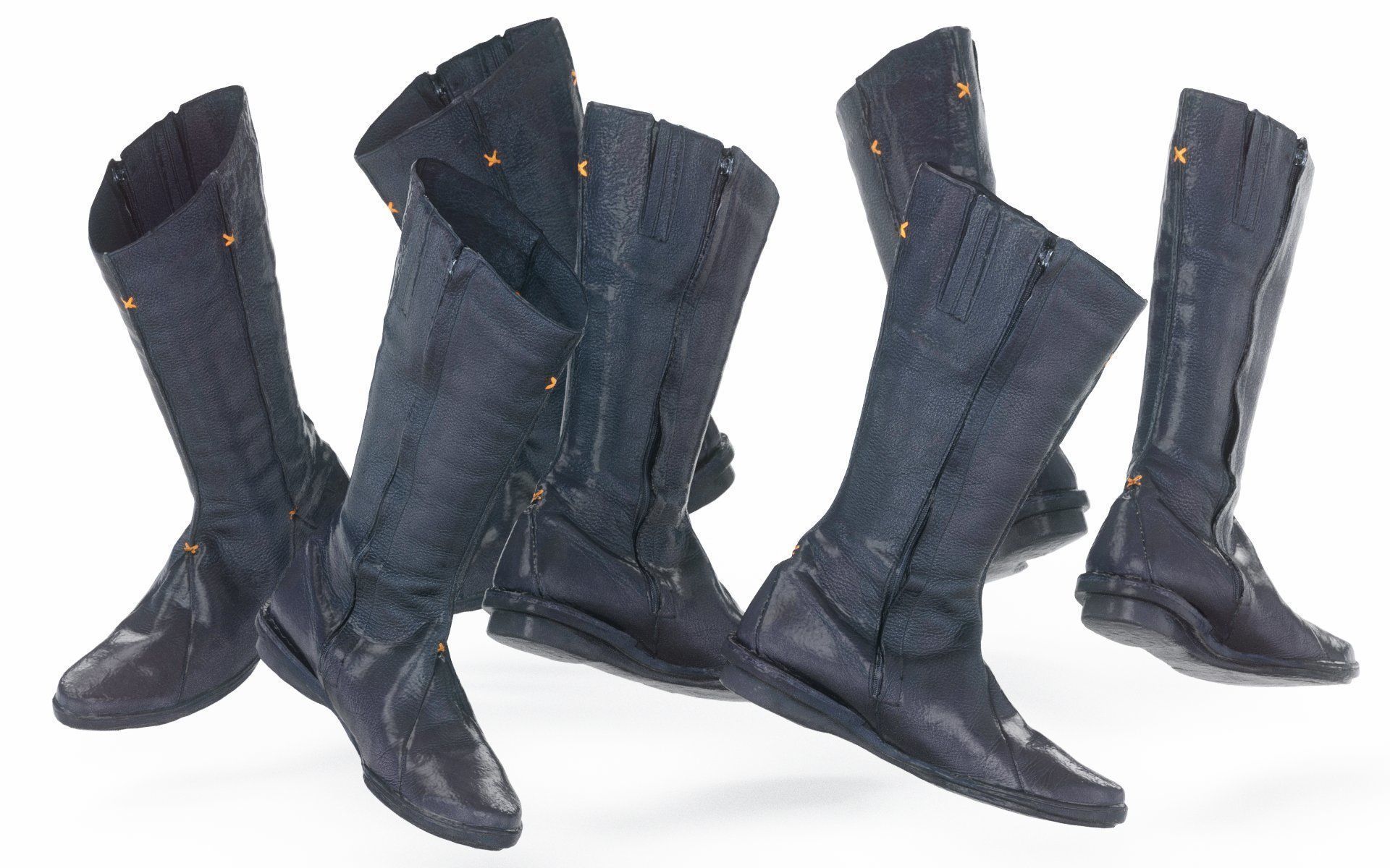 3D model DALIS Black Leather Motorcycle Boot VR / AR / low-poly | CGTrader