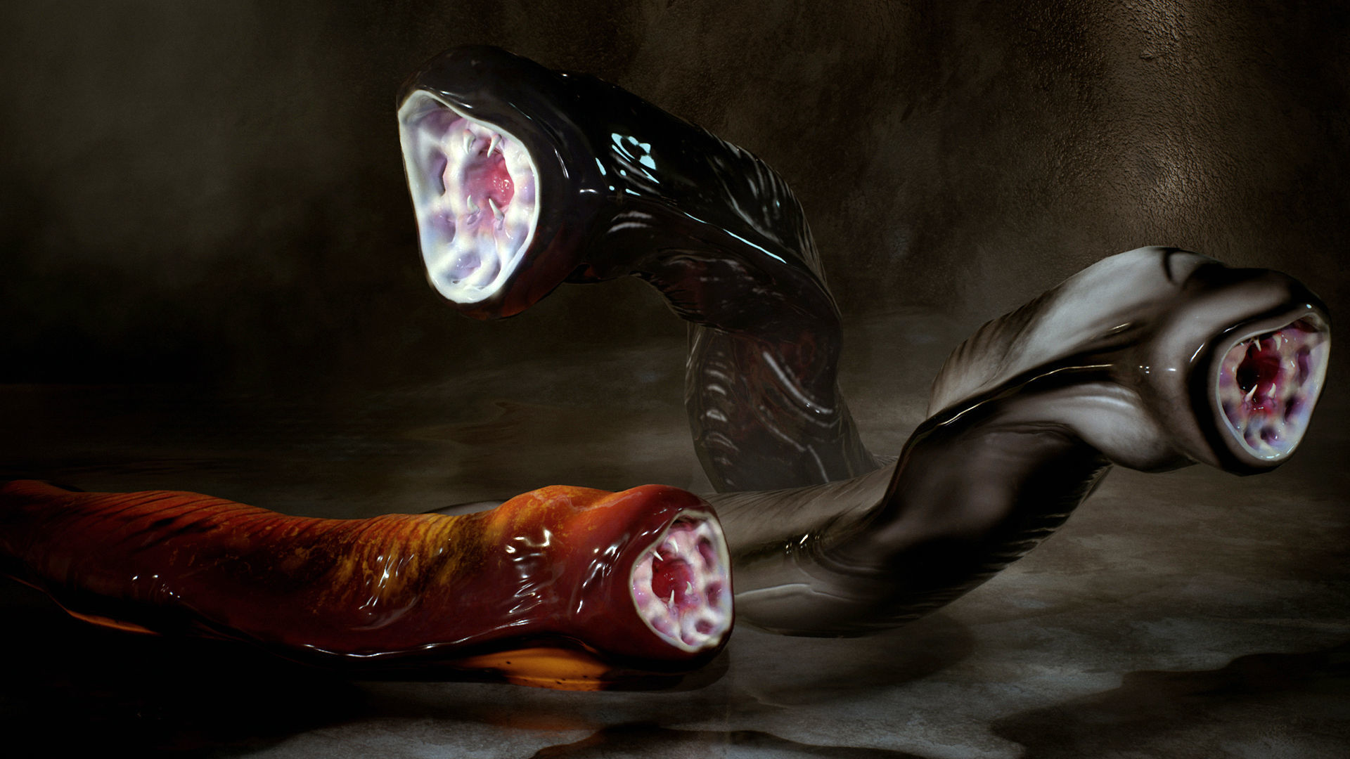 3D model Fanged Leech VR / AR / low-poly rigged animated | CGTrader