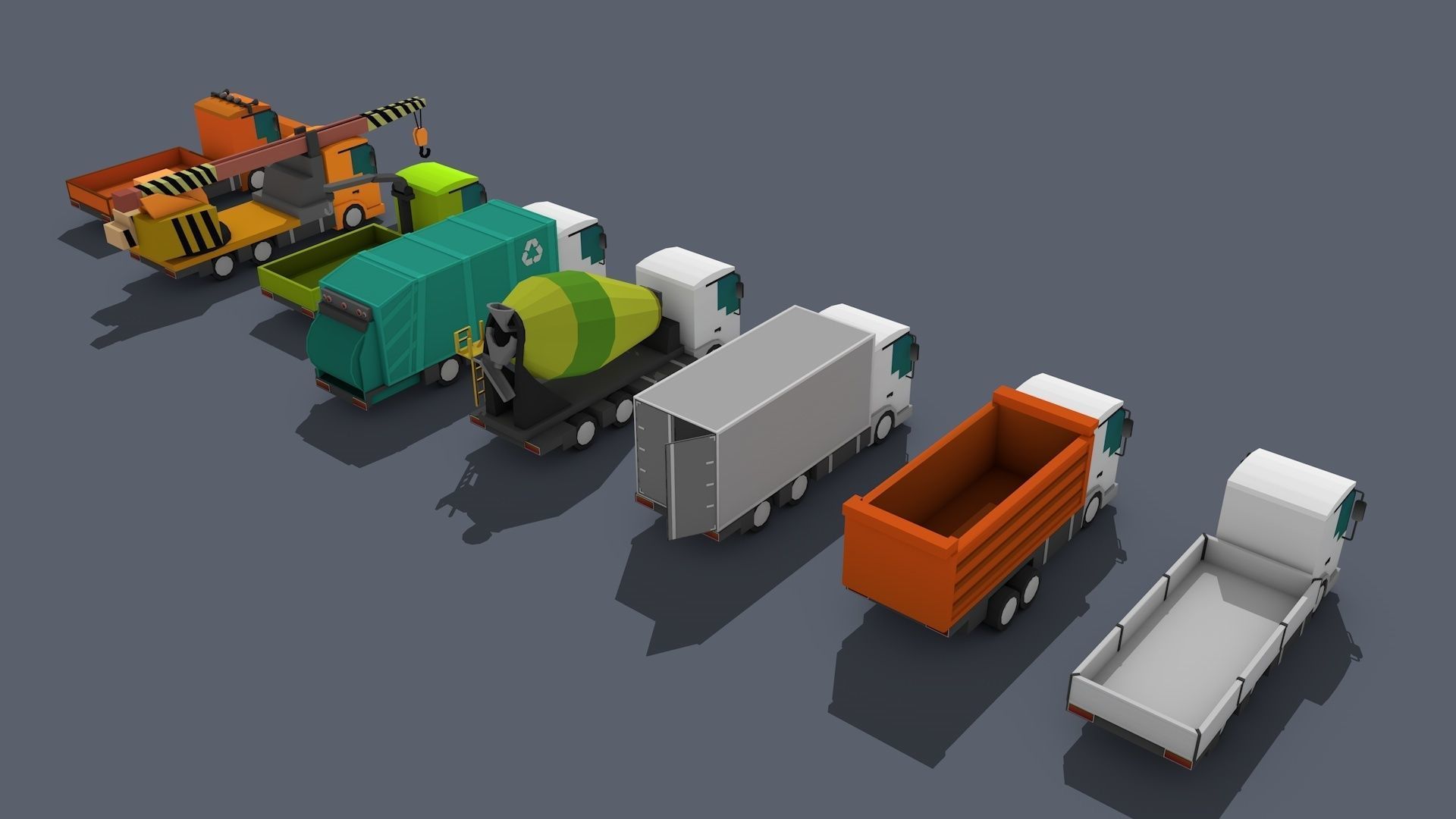 3D model Low Poly Truck Pack 01 Isometric VR / AR / low-poly | CGTrader