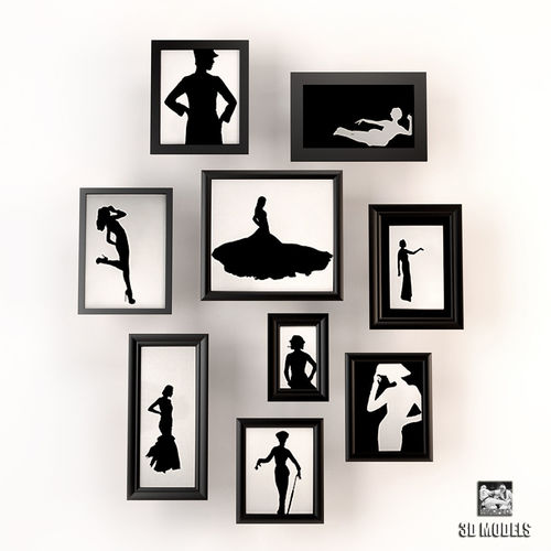Silhouettes prints 3D model | CGTrader