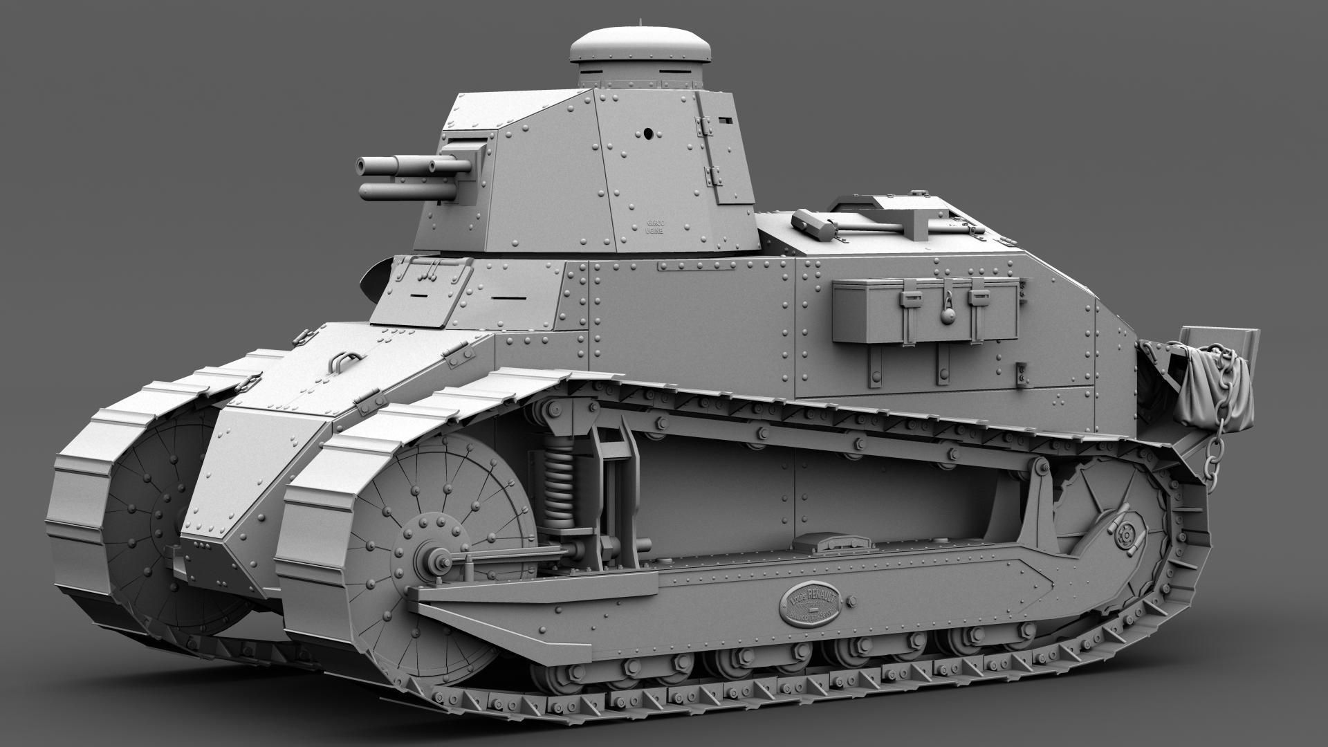 Renault FT17 French Light Tank 3D Model FBX MA MB | CGTrader.com