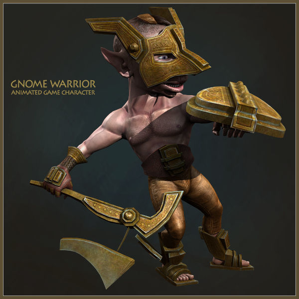3D model Gnome Warrior Light Version VR / AR / low-poly rigged animated ...