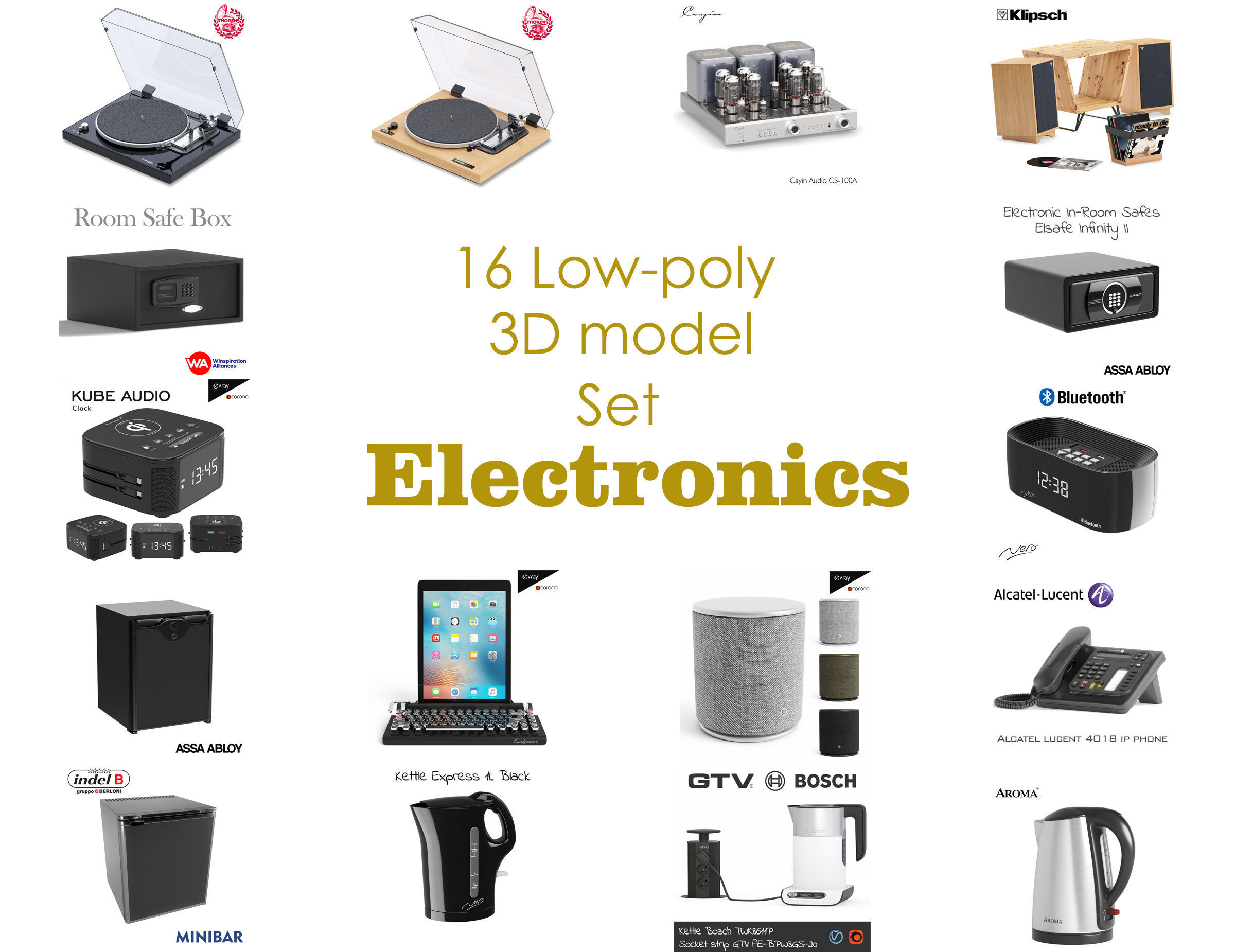 Electronics collection model wooden turntable | CGTrader