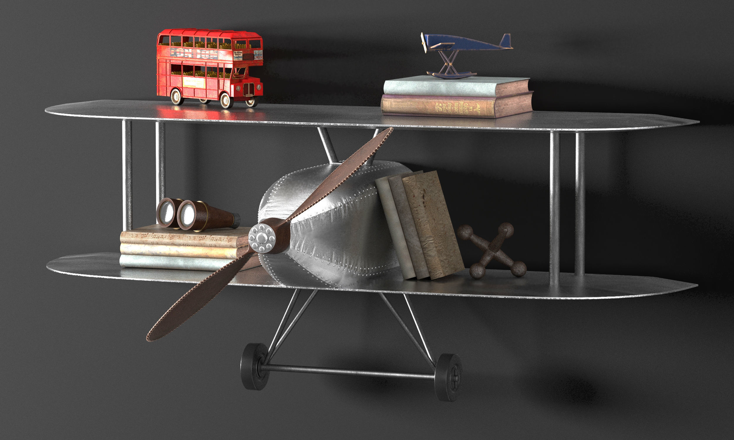 VINTAGE AIRPLANE METAL SHELF 3D model | CGTrader