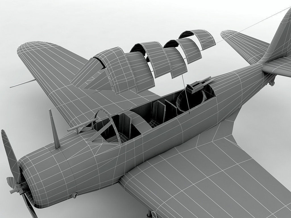 3D model Douglas TBD Devastator Aircraft WWII VR / AR / low-poly ...