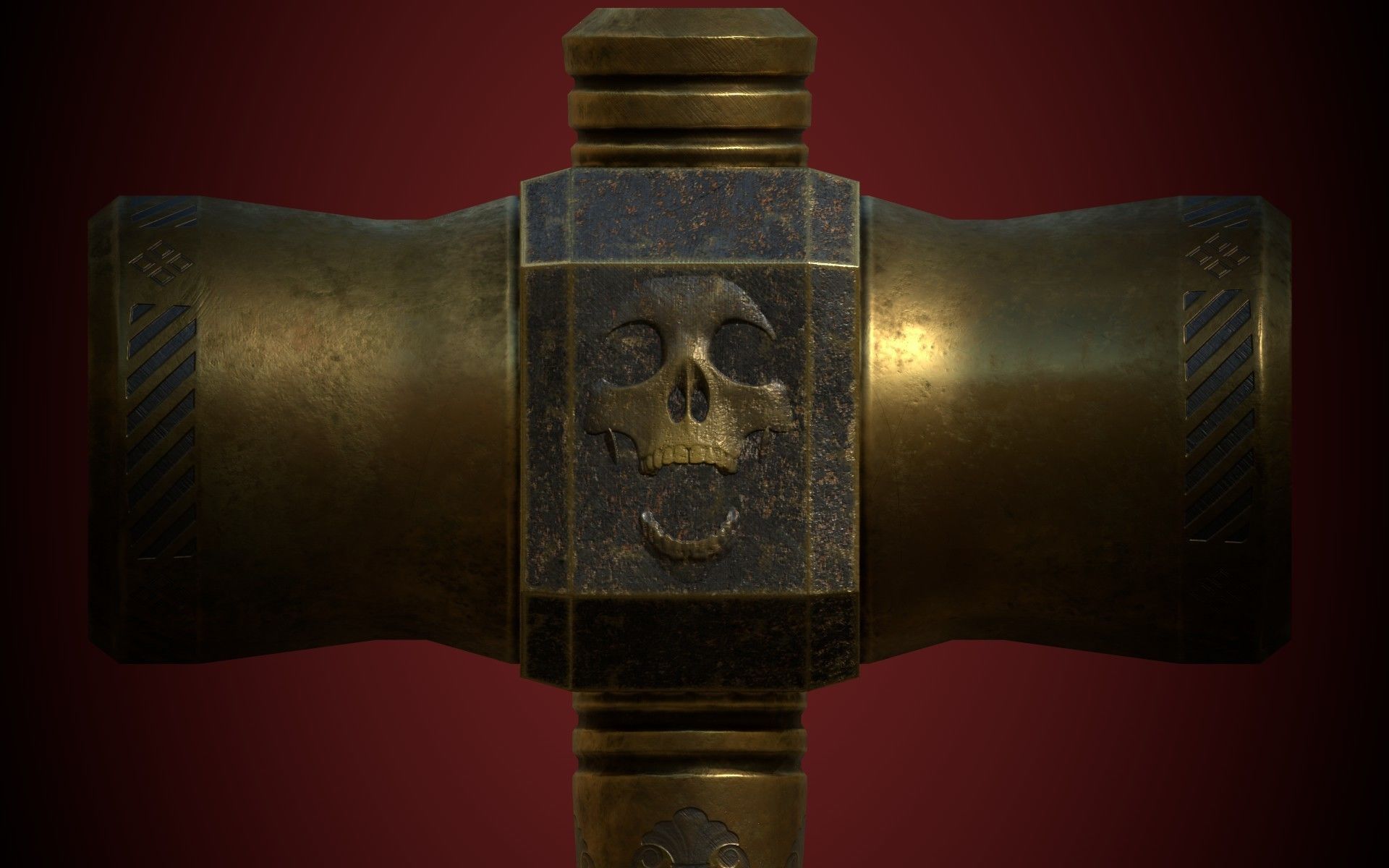 3D model Medieval Golden Battle Hammer VR / AR / low-poly | CGTrader