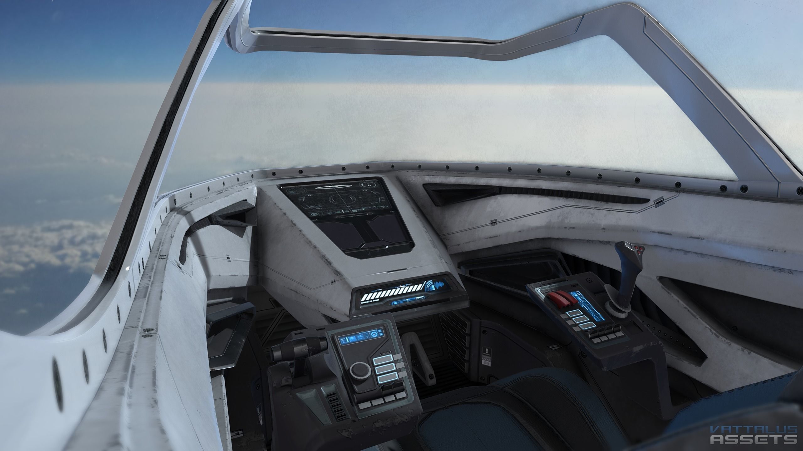 3D model Sci Fi Futuristic Fighter Cockpit VR / AR / low-poly animated ...