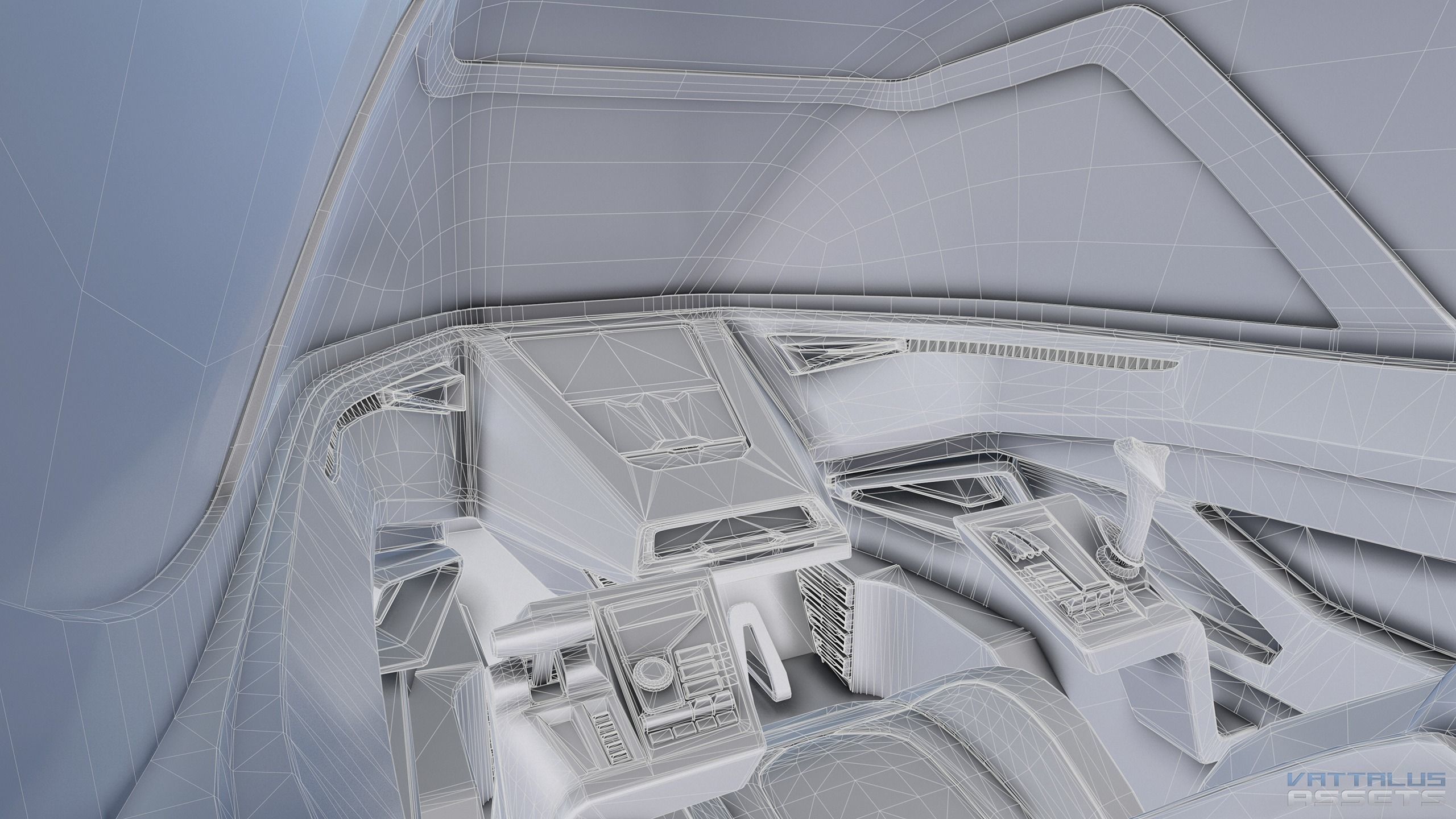 3D model Sci Fi Futuristic Fighter Cockpit VR / AR / low-poly animated ...