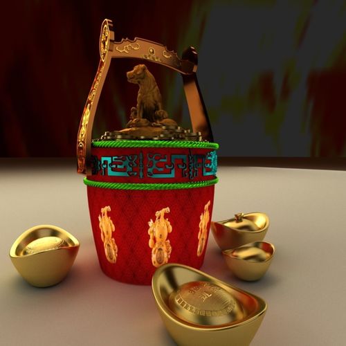 Chinese gold ingot bucket 3D model | CGTrader