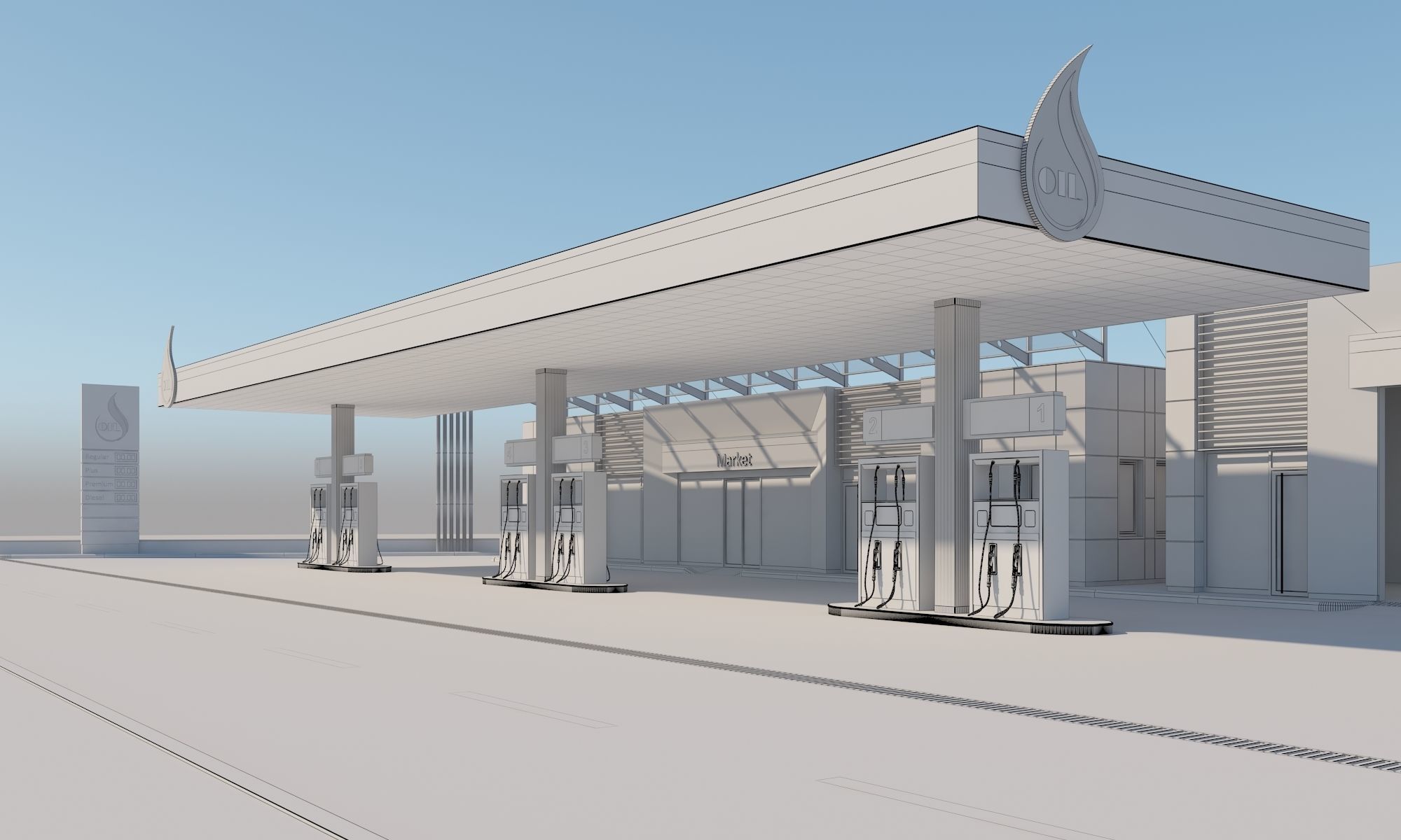 Gas Station Scene 3D model | CGTrader