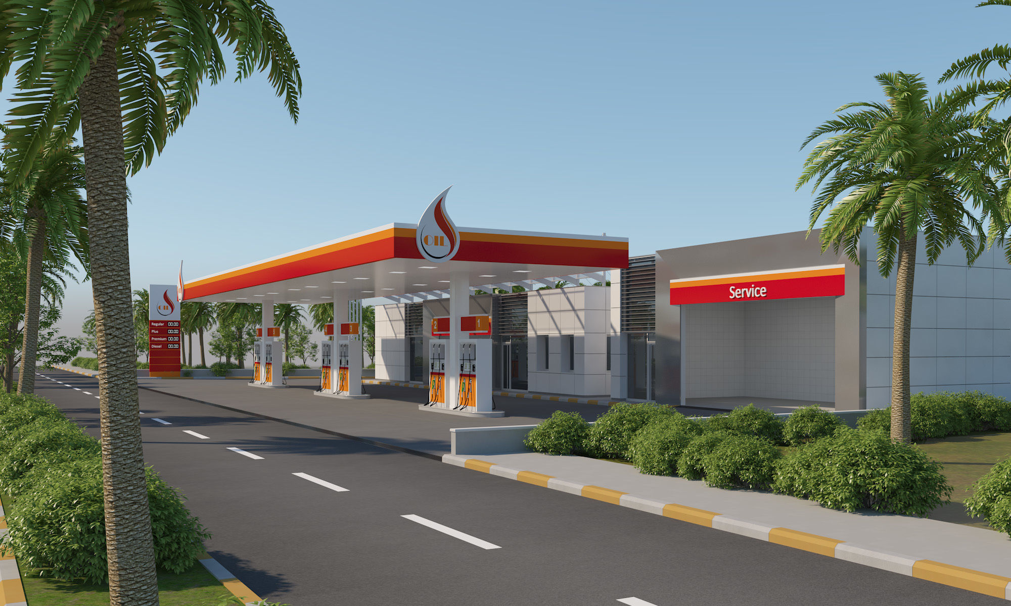 Gas Station Scene 3D model | CGTrader