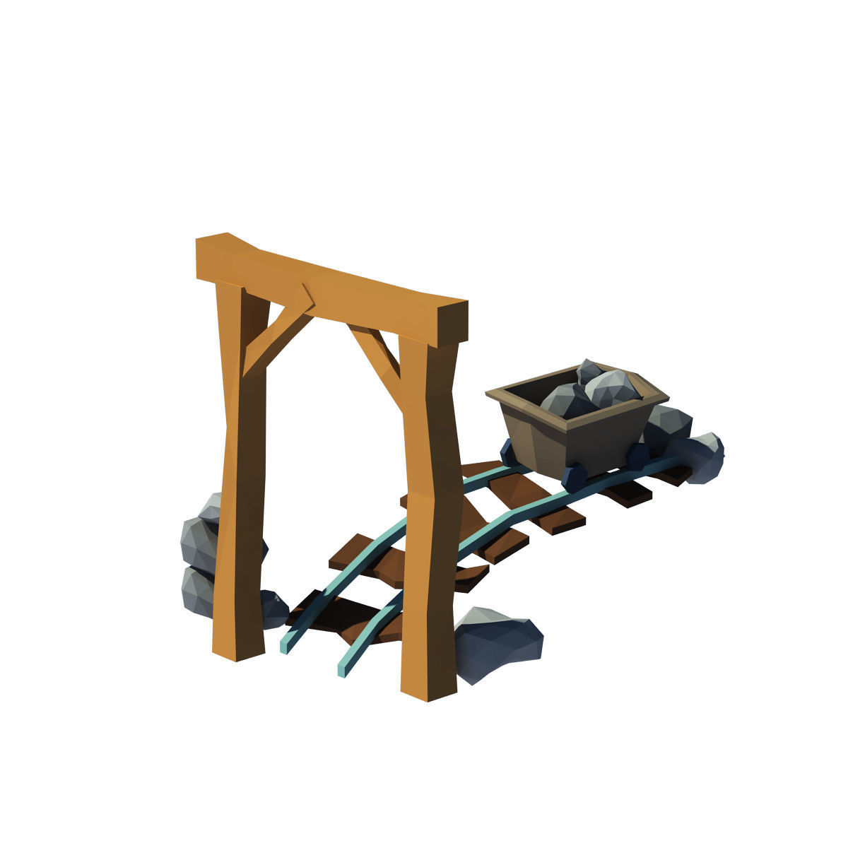 3D model Cartoon mine cart VR / AR / low-poly | CGTrader