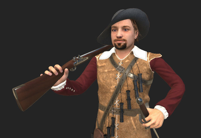3D model musketeer game model VR / AR / low-poly rigged animated | CGTrader