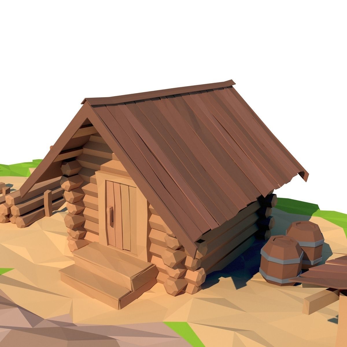 3D model Cartoon wooden sawmill VR / AR / low-poly | CGTrader