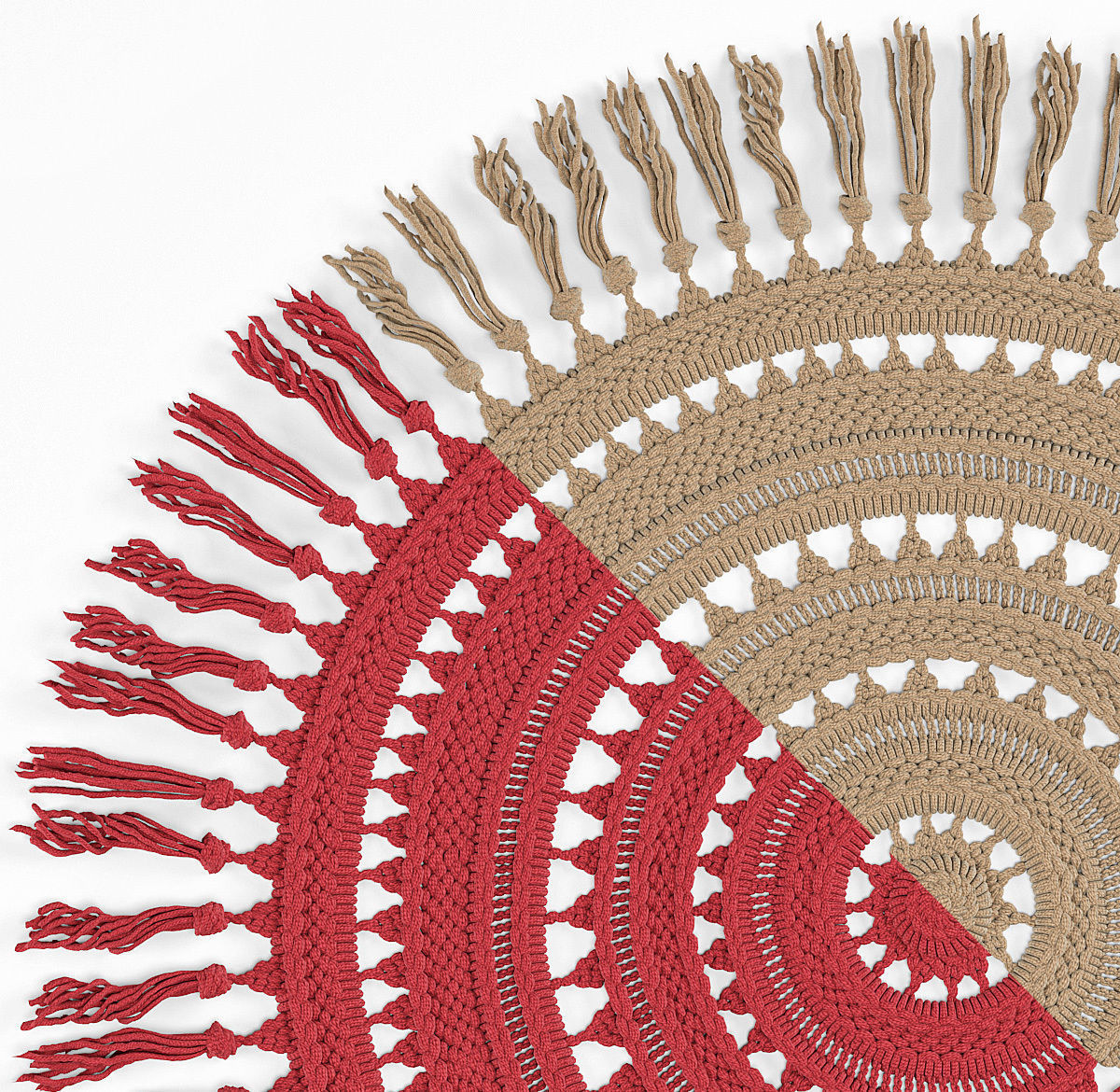Woven Round Tassel Rug 3D model | CGTrader