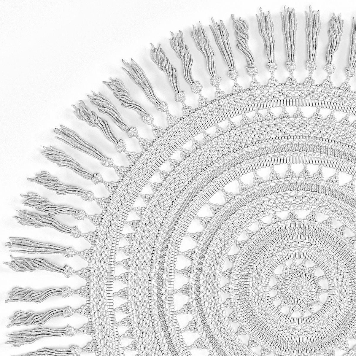 Woven Round Tassel Rug 3D model | CGTrader