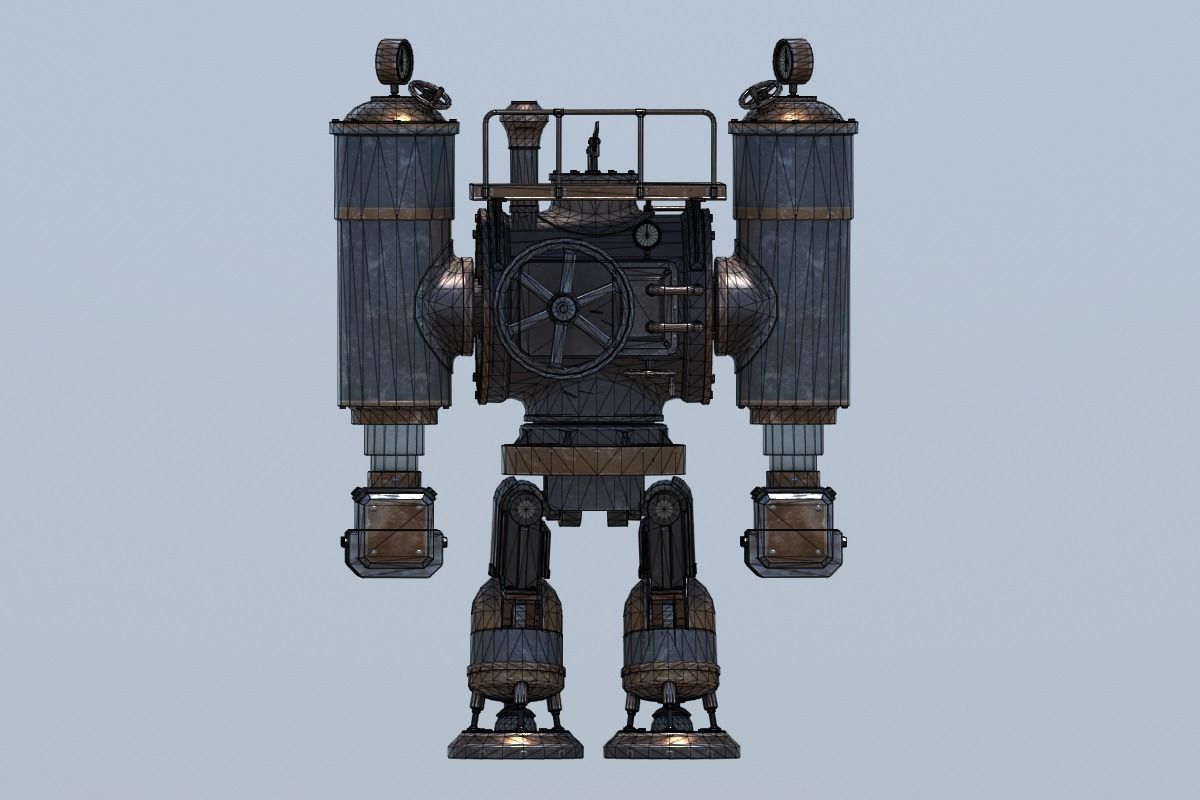 Steampunk Robot 3 free VR / AR / low-poly 3D model animated rigged ...