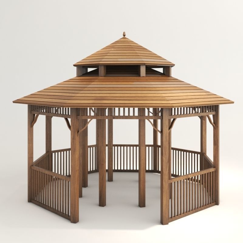 Wooden Gazebo 3D model | CGTrader