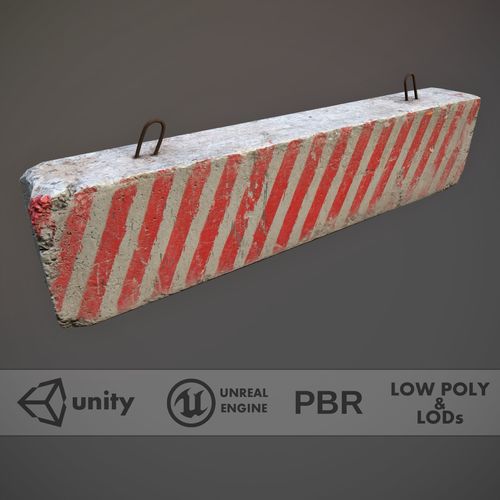 3D model Concrete Roadblock Barrier VR / AR / low-poly | CGTrader