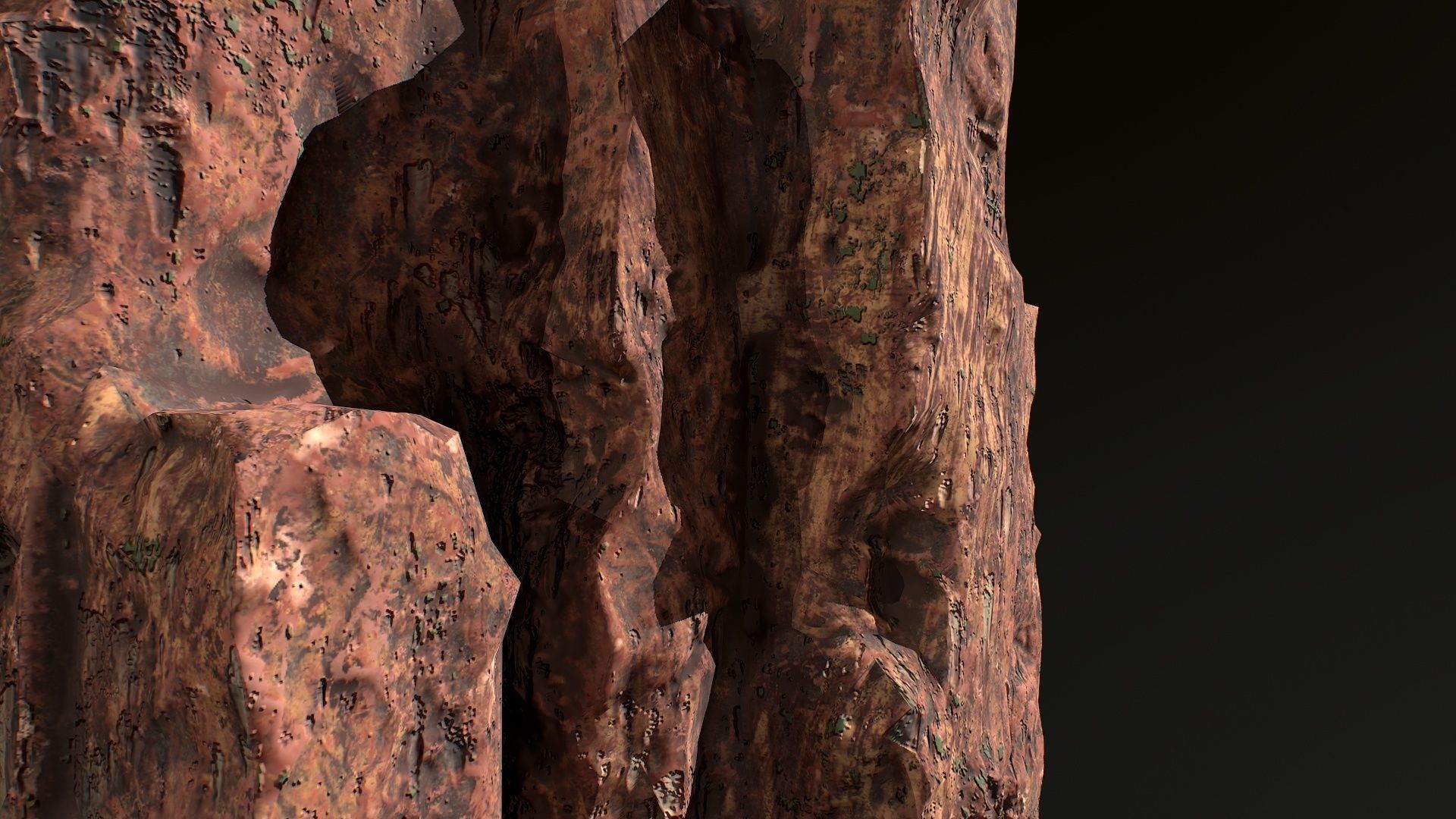 3D model Low poly old red column rocks environment asset VR / AR / low ...