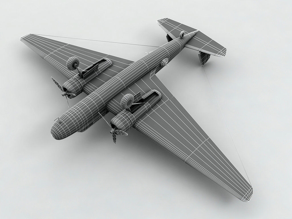 3D model Mitsubishi G3M Nell Aircraft WWII VR / AR / low-poly animated ...