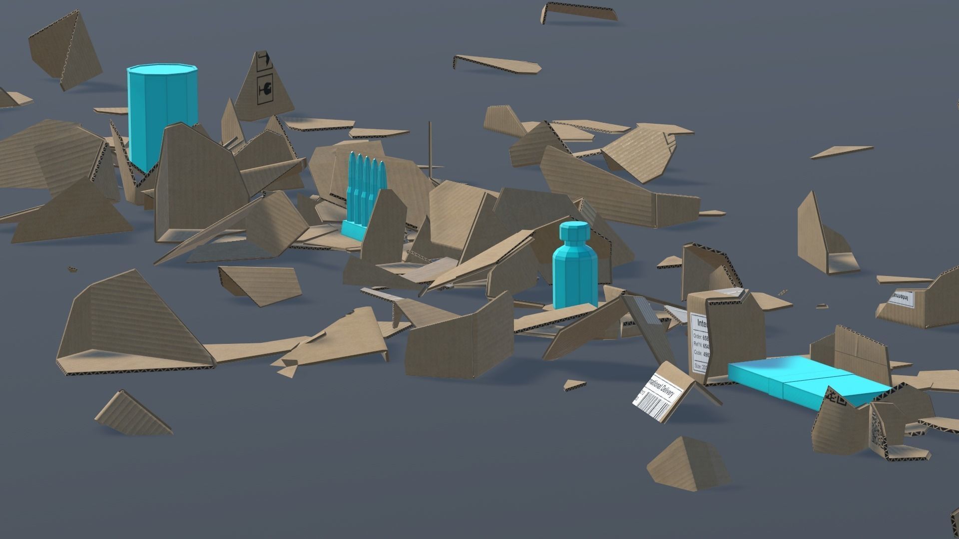 3D model PBR Cardboard Boxes Animated And Destructible VR / AR / low ...