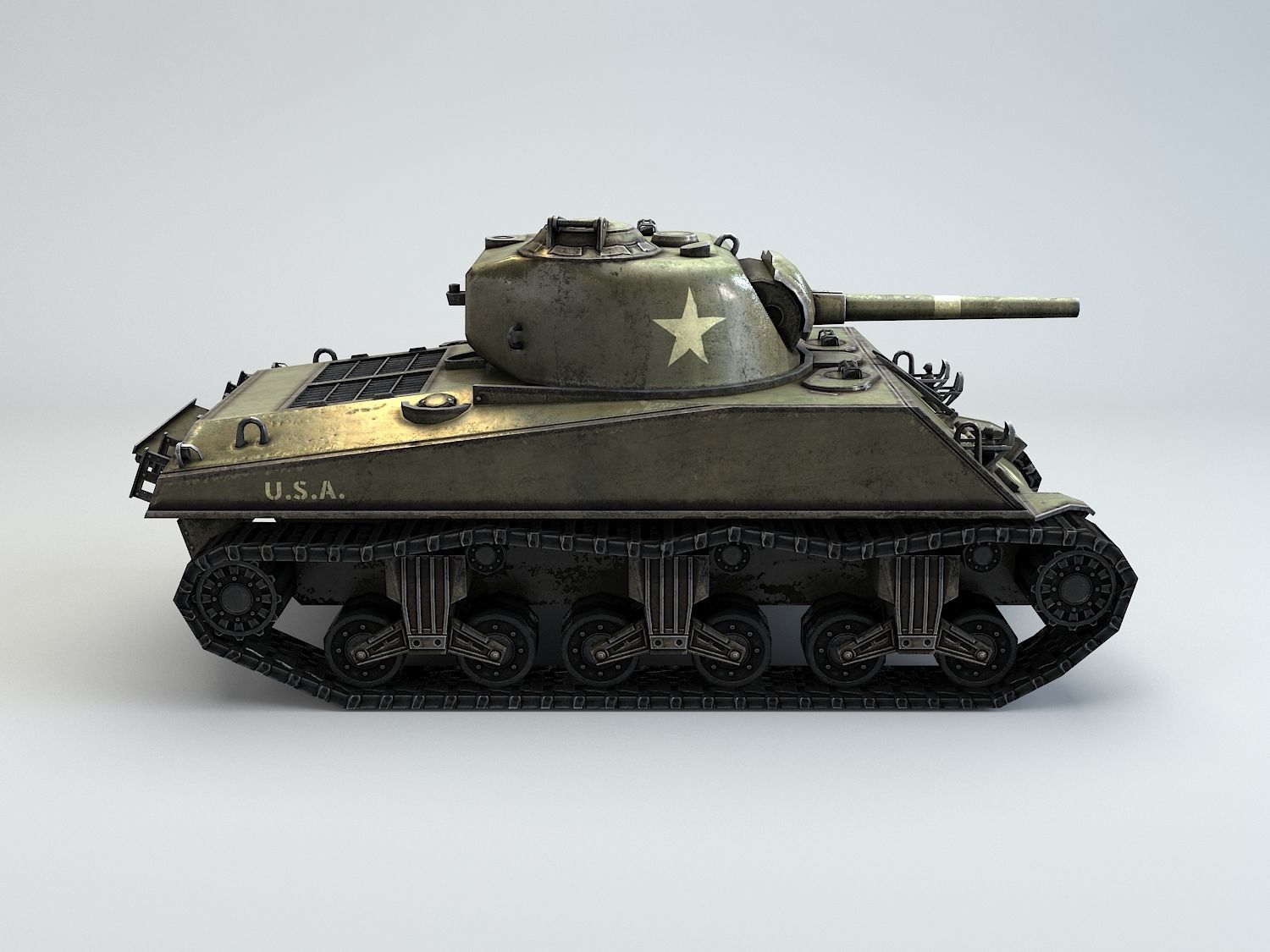 3D model Low Poly M4A3 Sherman Medium Tank VR / AR / low-poly | CGTrader