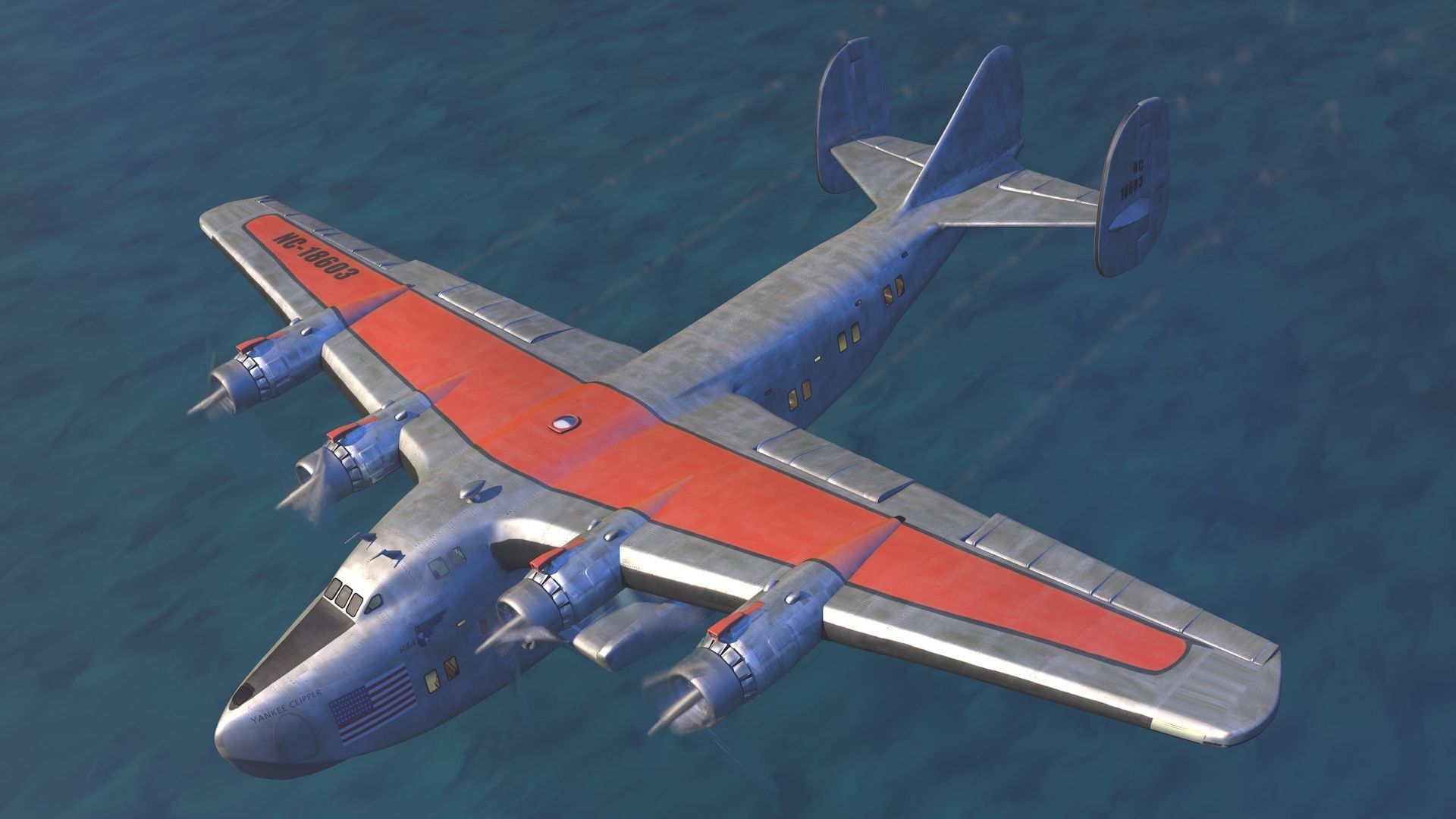 Yankee Clipper Flying Boat 3D model rigged | CGTrader